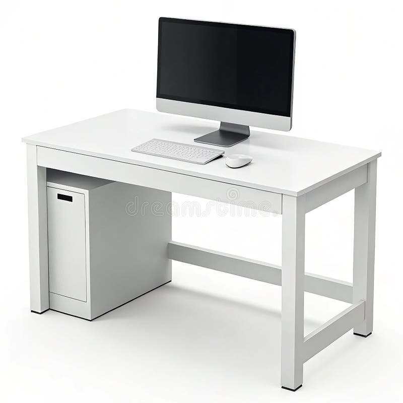Corner Computer Desk on White Background Stock Illustration ...