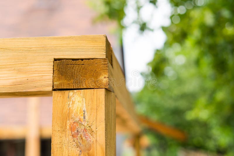 Corner Connection of Timber Beams in Frame Buildings Stock Photo ...