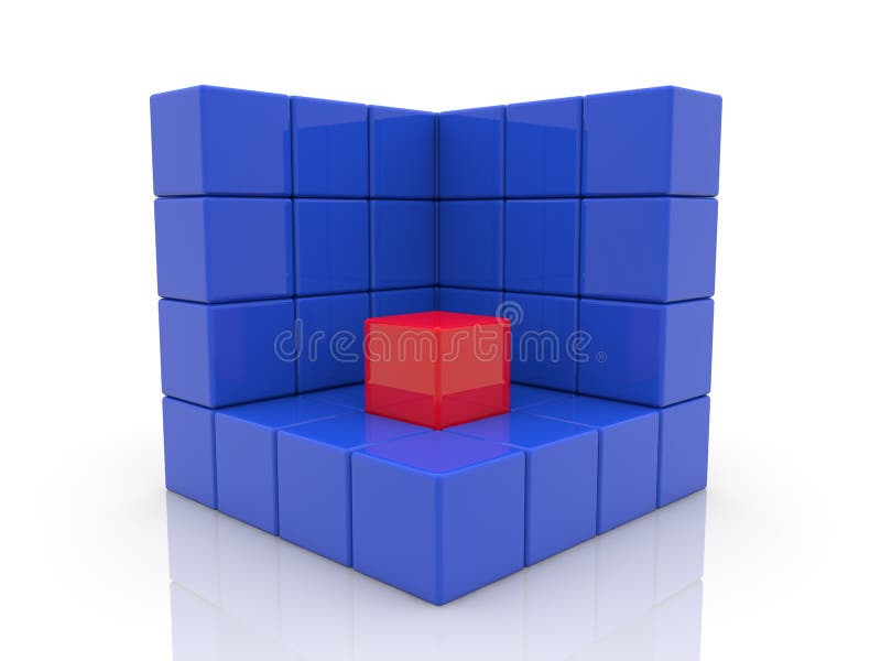 Corner of Cubes in Blue and Red Stock Illustration - Illustration of ...