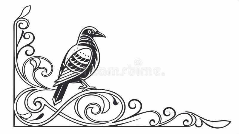 Corner Design with Bird on Scrollwork Vector Design Generative AI Stock ...