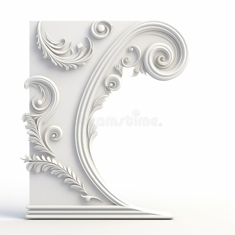 Ornate White Architectural Bracket with Intricate Curved Design Stock ...