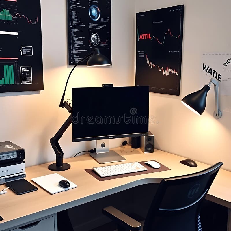 Corner Desk with an Adjustable Monitor and Ergonomic Setup in a Tech ...