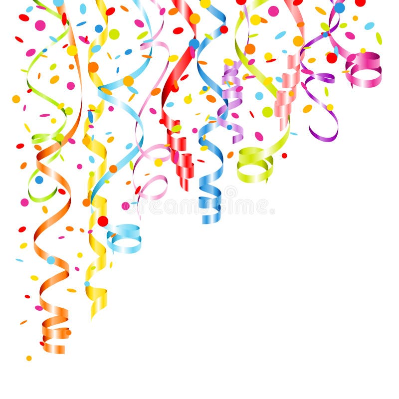 Corner with Different Colorful Streamers and Confetti Up Left Stock ...