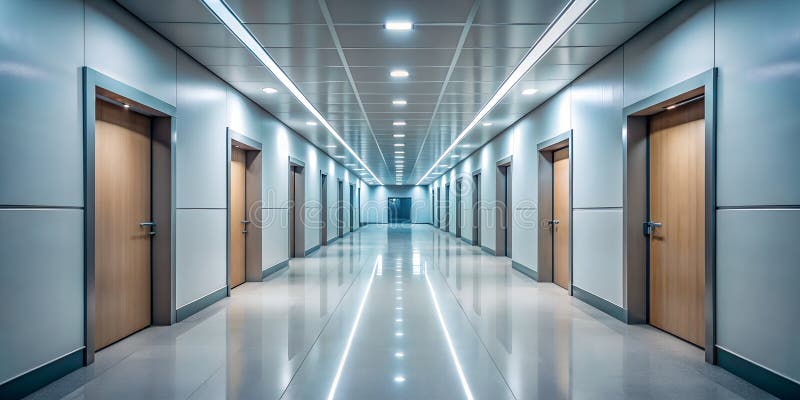 Corner of a Dimmed Empty Corridor of a Building Creative AI Stock ...