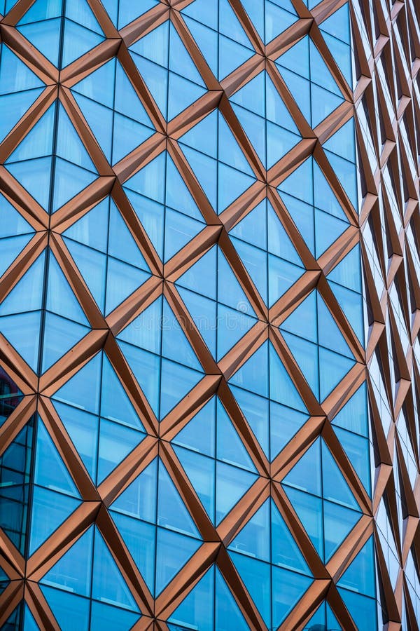 Corner Facade of a Glass and Copper High Rise Building.. Stock Photo ...