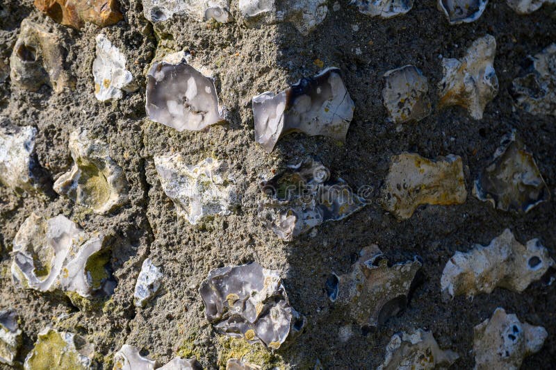 The Corner of a Flint Stone Wall in Shade and Sun Stock Image - Image ...