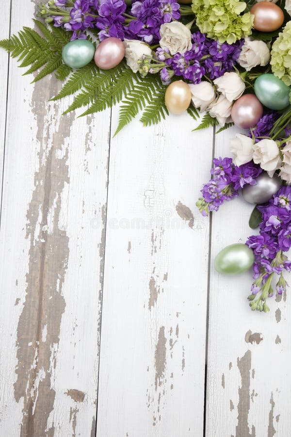 Corner Floral Frame Easter Theme Stock Image - Image of floral, eggs ...