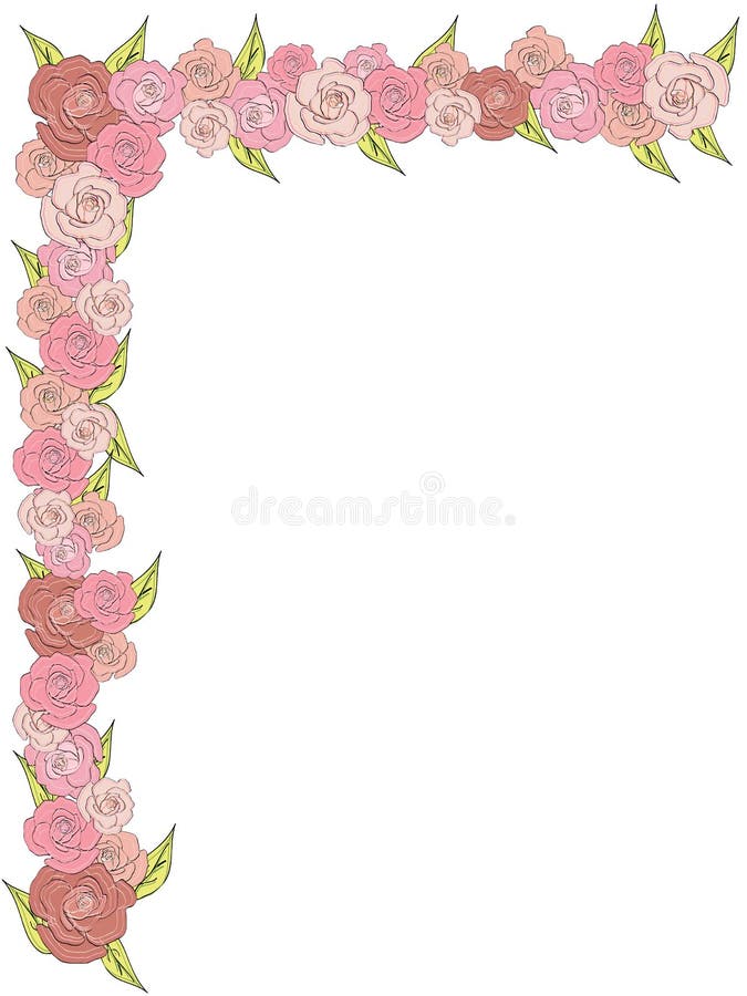 Corner Frame of Delicate Roses, Wedding Stock Vector - Illustration of ...