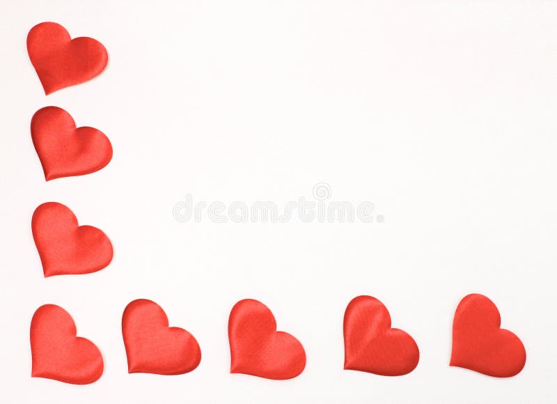Corner Frame of Satin Hearts on a White Background. the Concept of ...