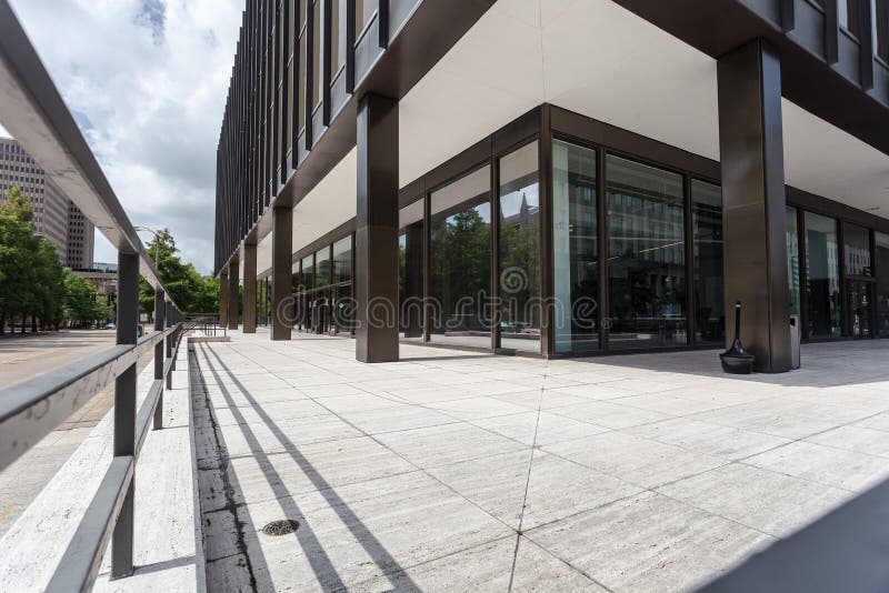 Generic Office Building in a Plain Urban Downtown Area with Clouds ...