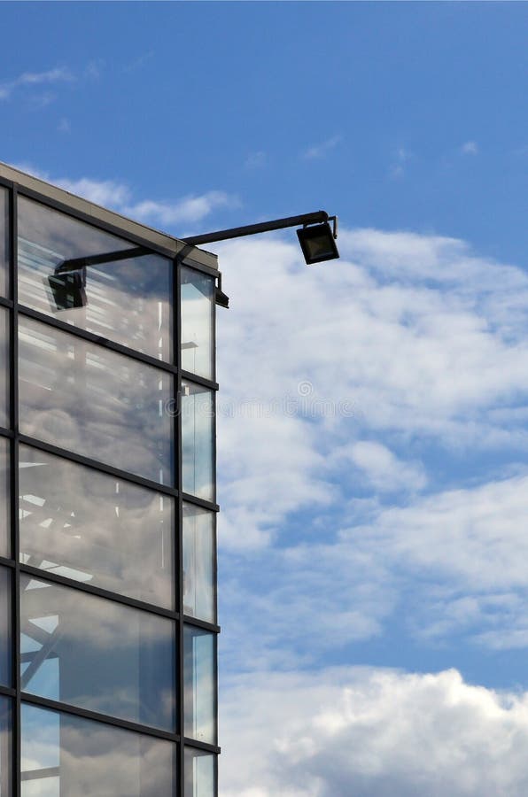 The Corner of the Glazed Office Building with the Built-in Modern ...