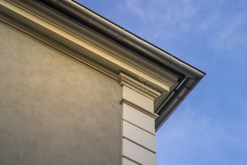 Corner of a Historical House with Silver Gutter Stock Photo - Image of ...