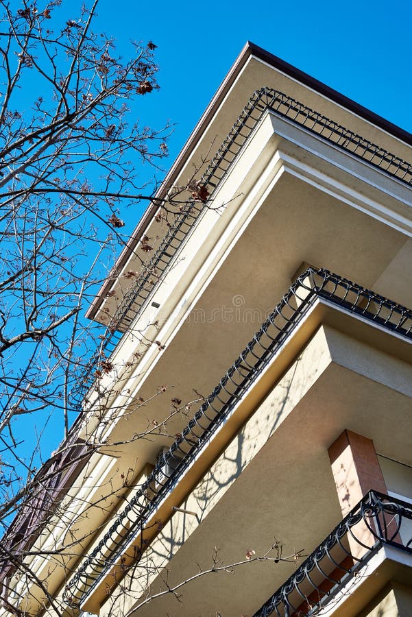 Corner of House Against of the Sky and Tree Branch Stock Image - Image ...