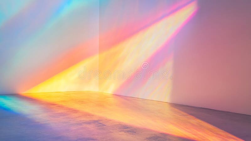 A Corner Illuminated by a Rainbow-Colored Light Source Stock ...