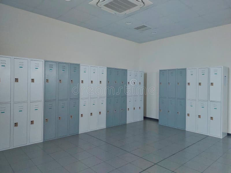 A Corner of a Locker Changing Room with Multiple Array of Locker Box ...