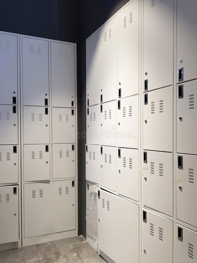 Corner of Loft Lockers Room Stock Image - Image of floor, grey: 168553977