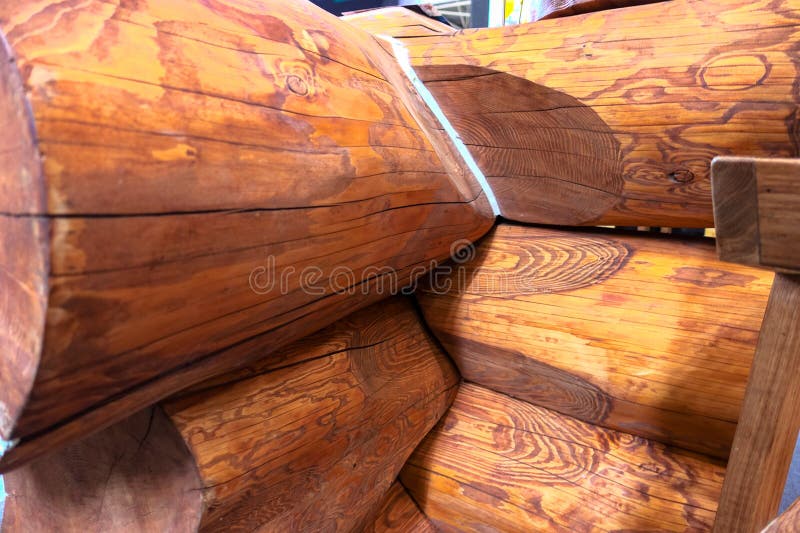 Corner of a Log House. Laying Logs for the Construction of a Log House ...