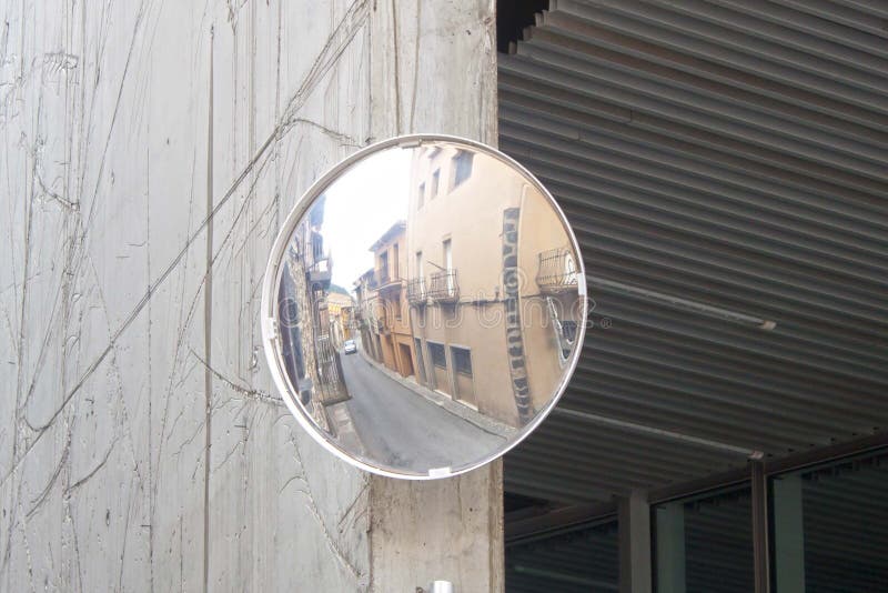 Corner mirror at crossing stock image. Image of crosswalk - 72292777