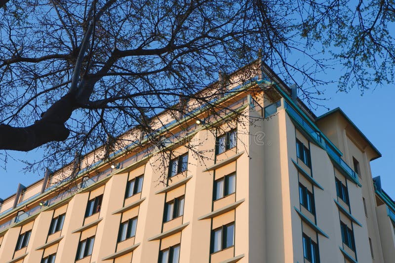 Corner of Modernistic Building of Simple Forms Downtown in Alghero ...