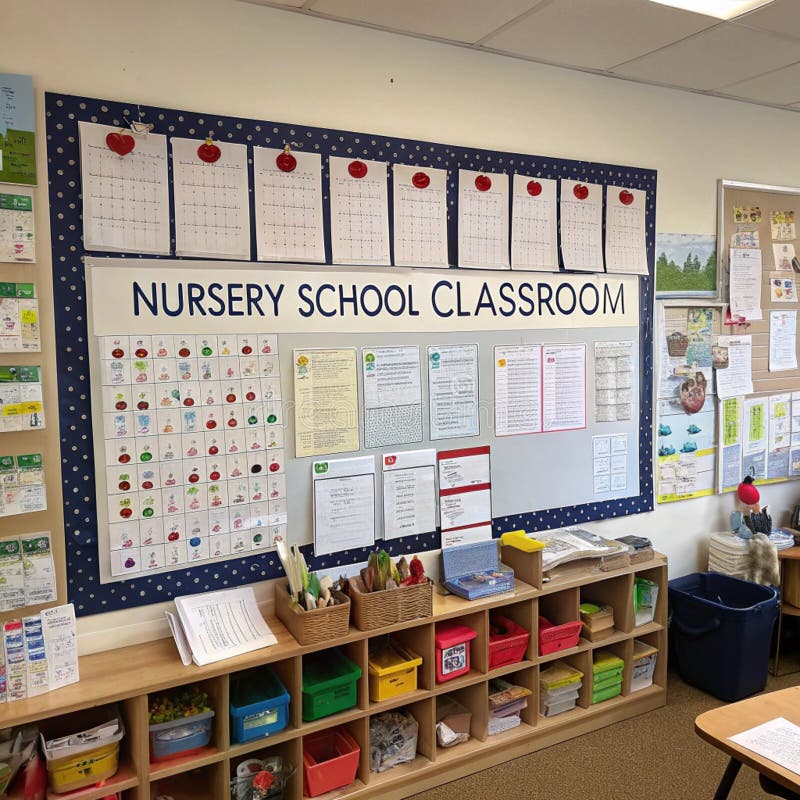 Classroom Corner in Nursery School with Boards and Notes Stock ...