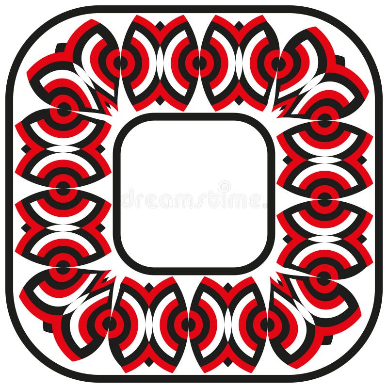 Corner Ornament Design. Repeating Target Pattern. Red Black Decoration ...