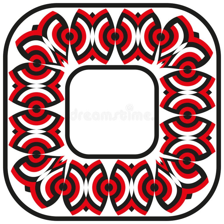 Corner Ornament Design. Repeating Target Pattern. Red Black Decoration ...