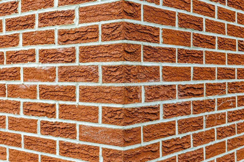Corner Perspective View of a Brick Wall Stock Photo - Image of building ...