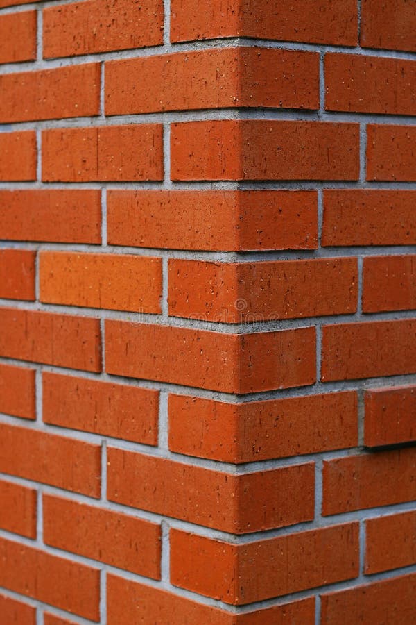 Corner of Red Brick Wall. Brick Wall Texture. Vertical Background ...