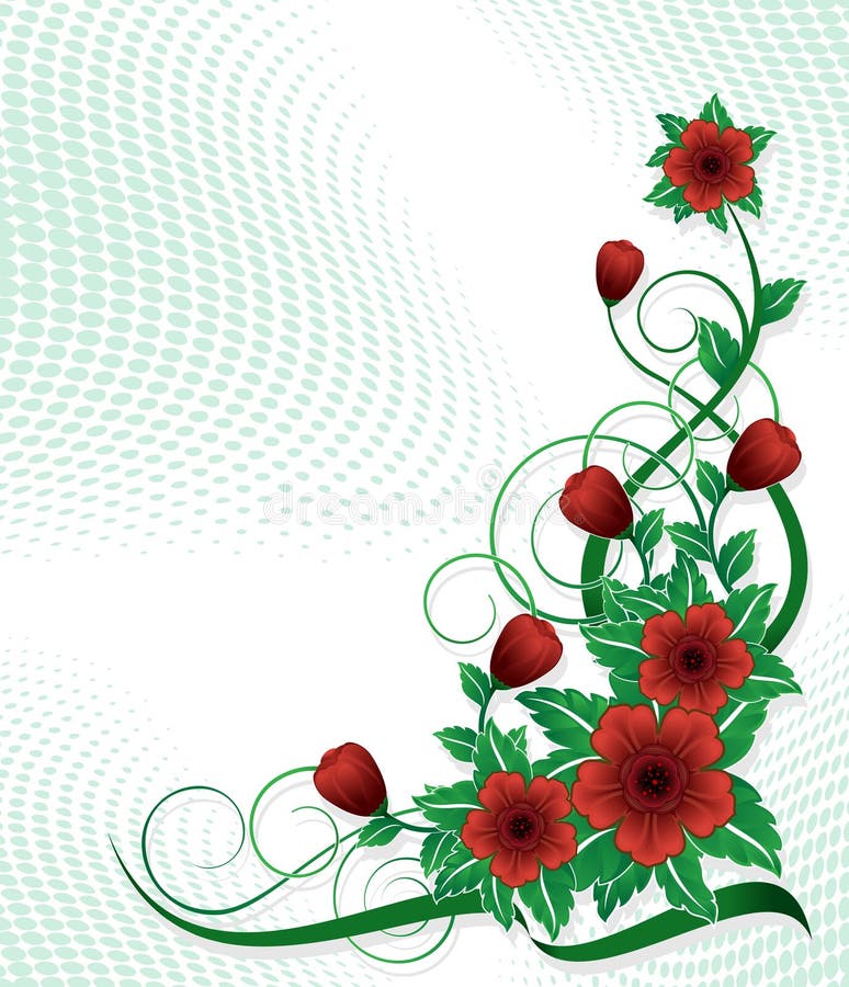 Floral Cherry Blossom Corner Background with Grung Stock Vector ...