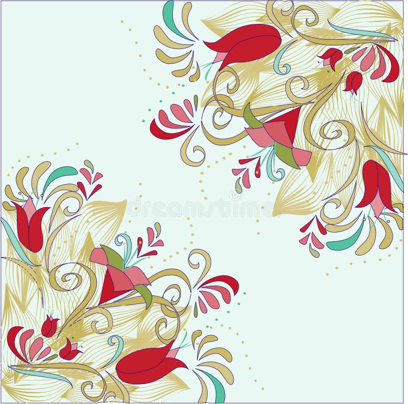 Corner red flower pattern stock vector. Illustration of card - 44796764