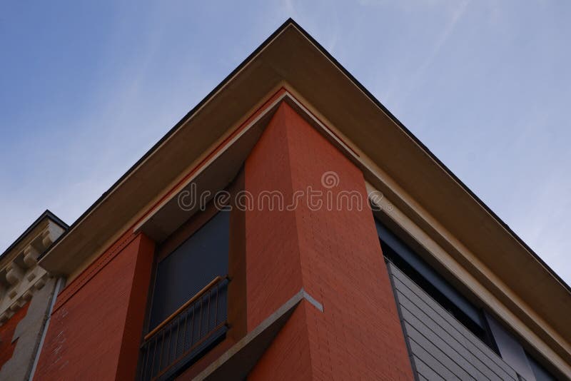 Corner red front stock image. Image of facades, house - 214991525
