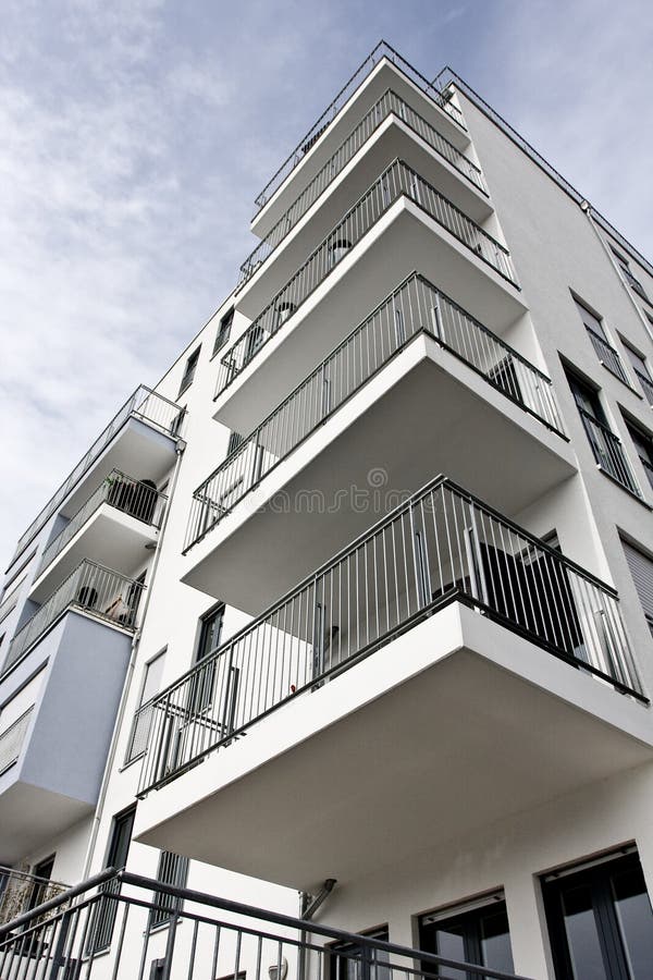 Corner of Residential Building Stock Image - Image of balcony, white ...