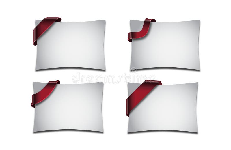 Set of red corner ribbons stock vector. Illustration of promote - 9489975