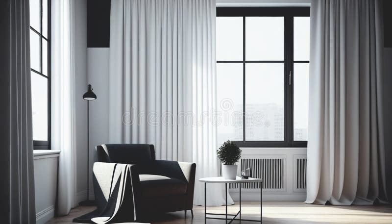 Corner of Room with City View Created with Generative AI Technology ...