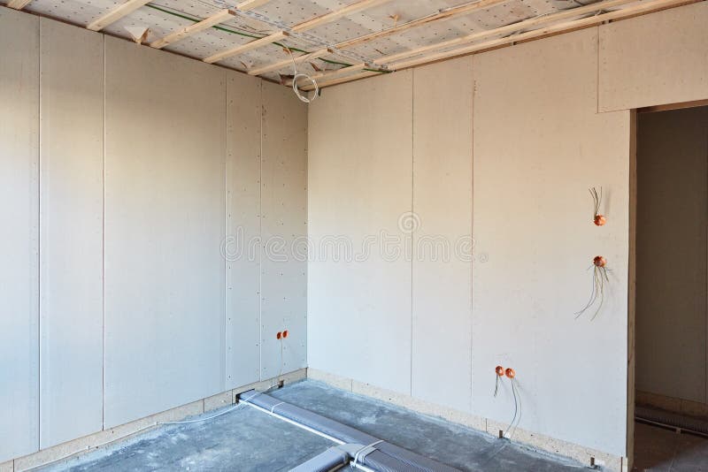 Corner in Room and Space in House Building with Walls Stock Image ...