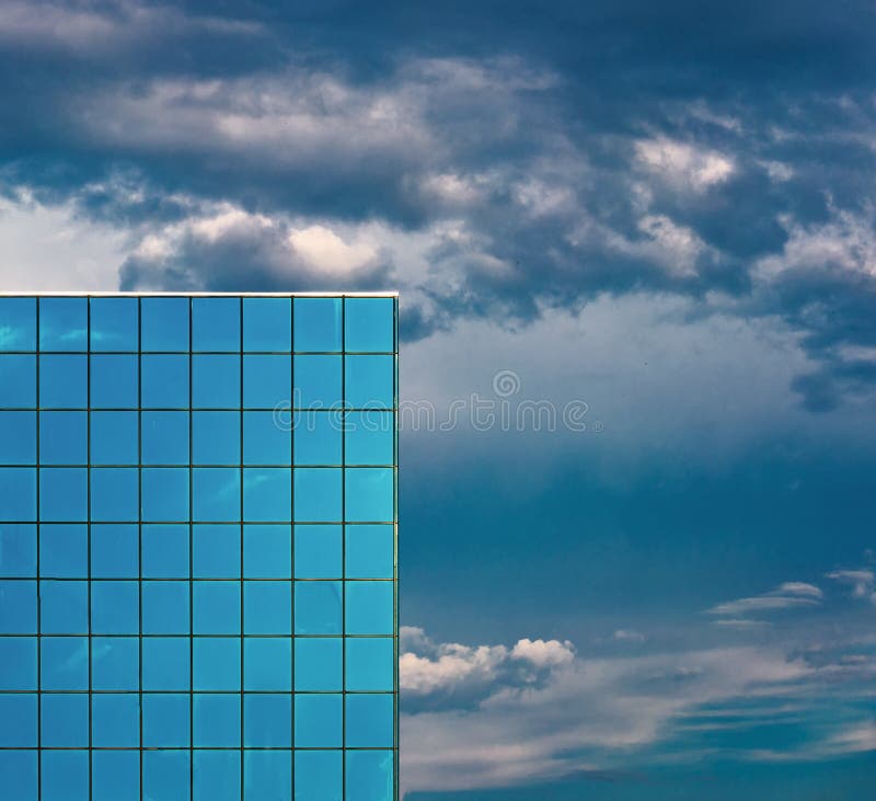 Corner of Scyscraper Against Dark Sky Stock Image - Image of global ...