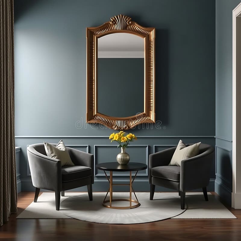 A Corner Seating Arrangement with Two Armchairs a Round Coffee Table ...