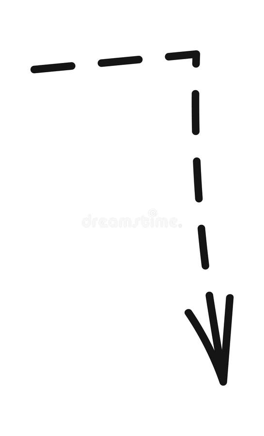 Corner Shaped Dashed Downward Arrow Stock Illustration - Illustration ...