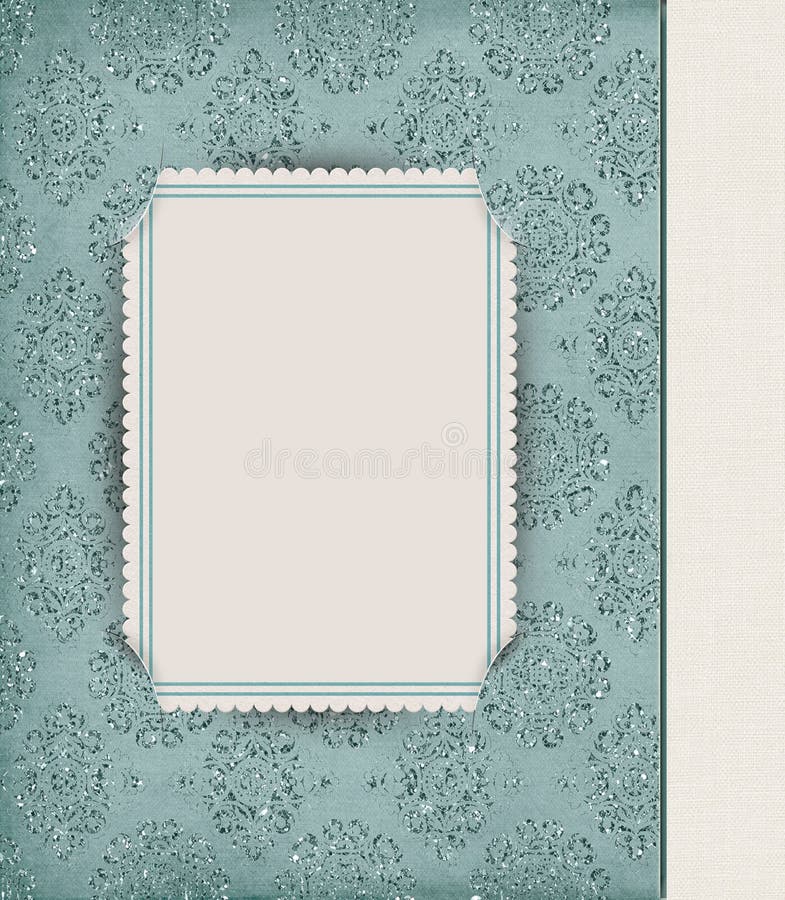 Corner Slit Frame on Teal Damask Stock Illustration - Illustration of ...