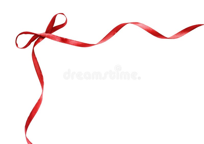 Corner with Small Red Silk Ribbon Bow Stock Image - Image of closeup ...