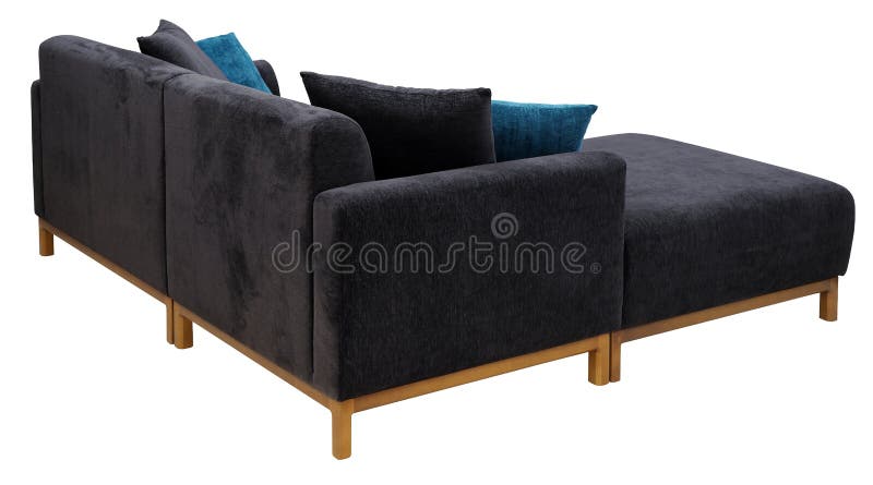 Corner Sofa Isolated on White Background. Back View Stock Photo - Image ...