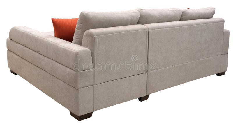 Corner Sofa Isolated on White Background. Back View. Including Clipping ...
