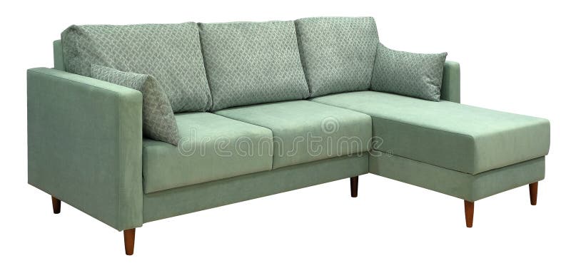 Corner Sofa Isolated on White Background. Back View. Including Clipping ...