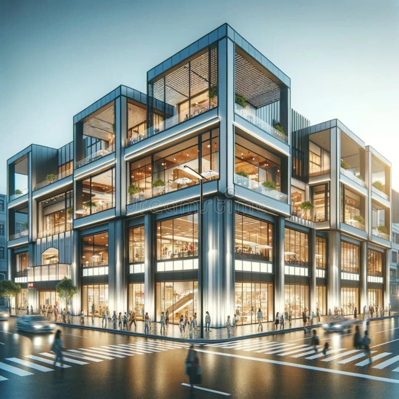 A Corner Square Office Building Stock Image - Image of square, modern ...