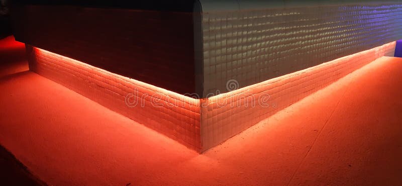 Corner of a Square Platform Illuminated with Red Led Light. Stock Image ...