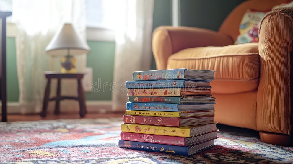 Corner Stack of Childrens Books Stock Illustration - Illustration of ...