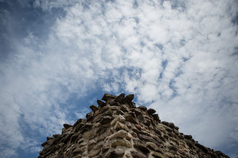 Corner of a Stone Wall with Sky Background Stock Photo - Image of ...