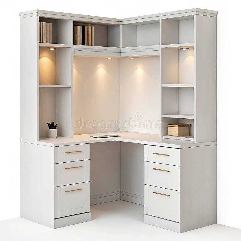 Corner Study Unit White Background Stock Illustration - Illustration of ...