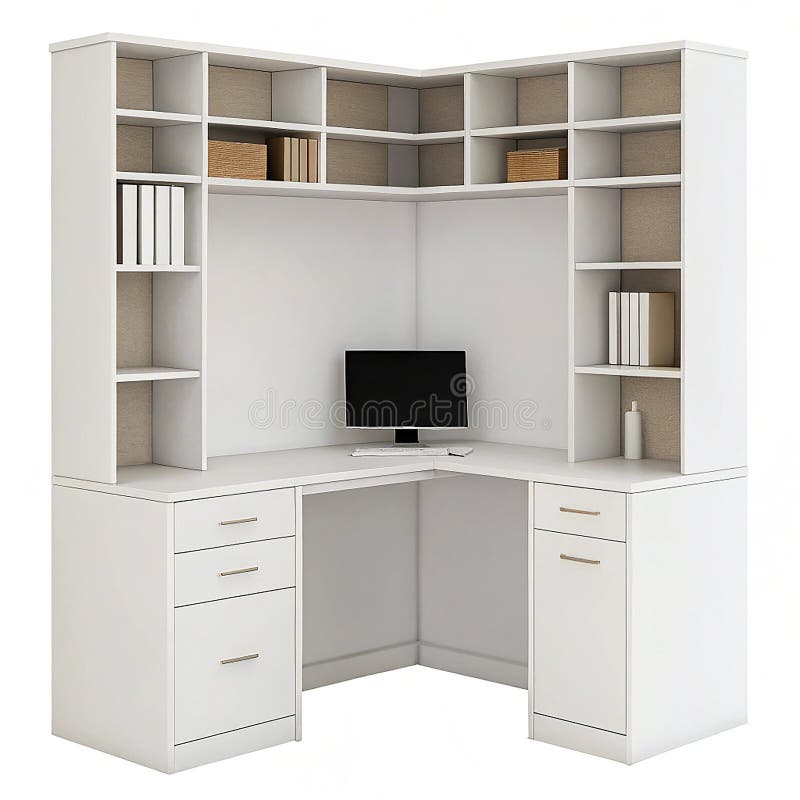 Corner Study Unit White Background Stock Illustration - Illustration of ...