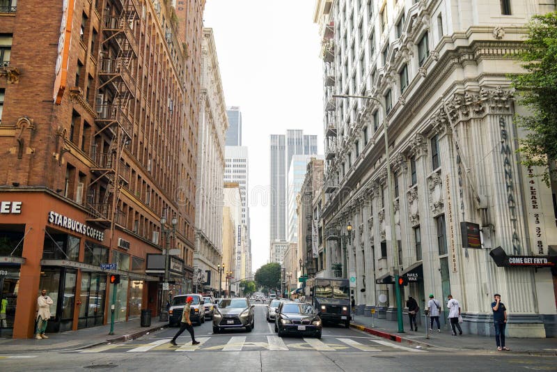 Corner of 6th and Spring in Downtown Los Angeles Editorial Stock Image ...